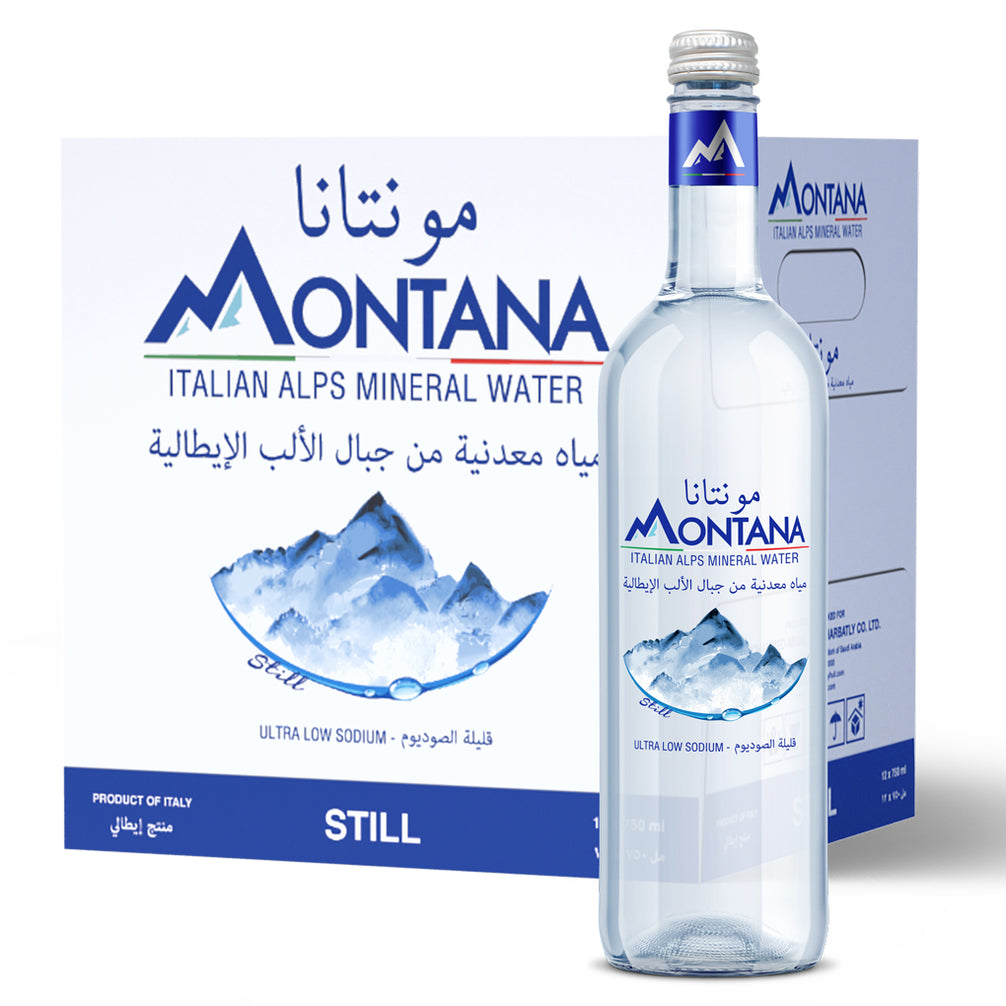 Montana Still in Glass 12 x 750ml | Premium Italian Alps – Montana Water